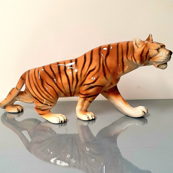Porcelain Tiger Figurine - Etsy