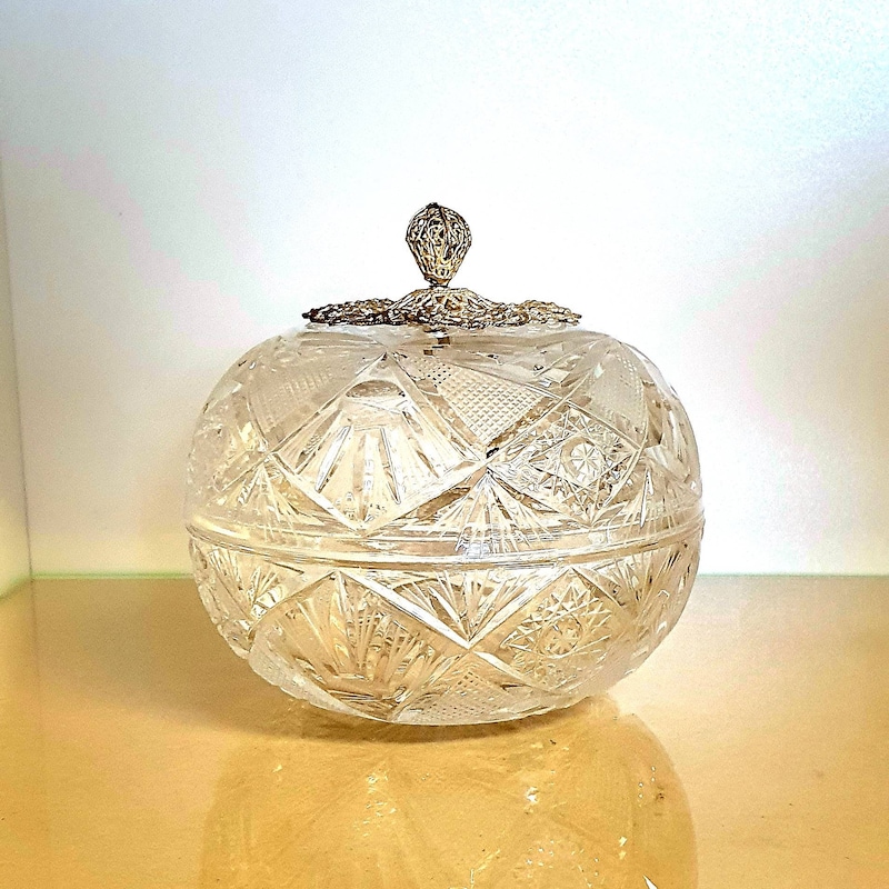 Bonboniere Glasdose Mit Deckel Juri Mundgeblasenes Kristallglas Mit