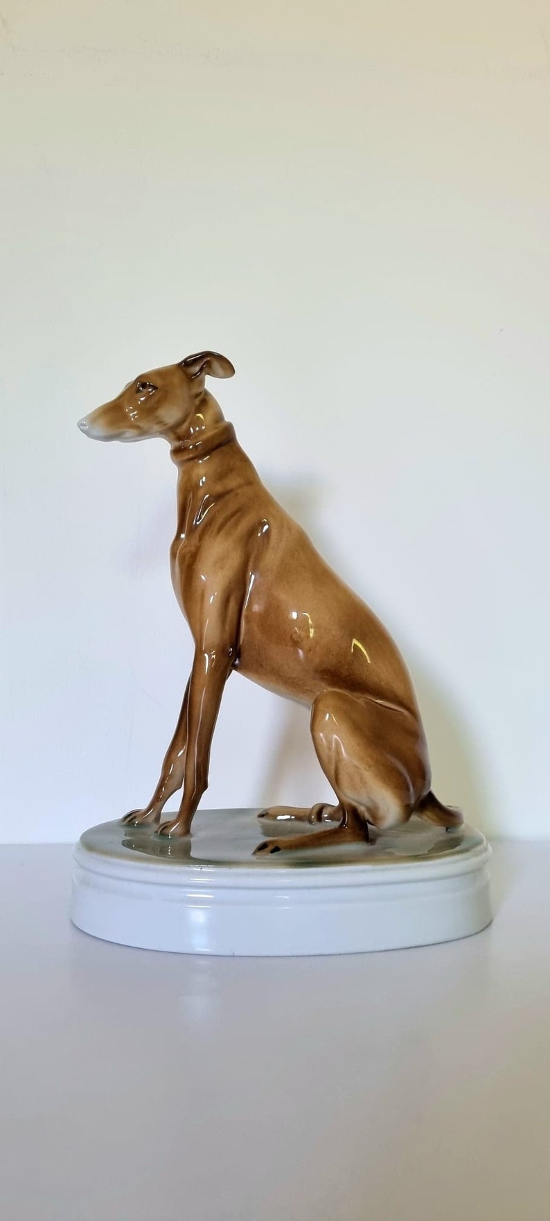 RARITY Large, Hand-painted Zsolnay Porcelain Greyhound, Designed by ...