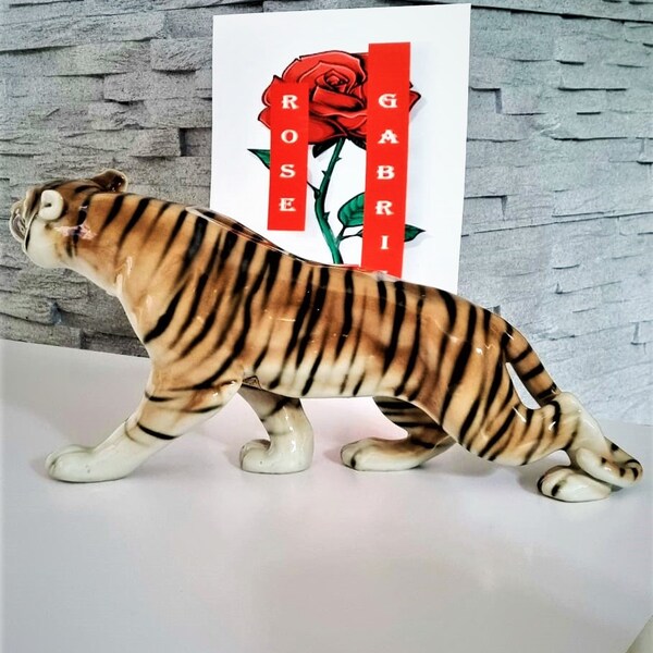 Porcelain Tiger Figurine - Etsy