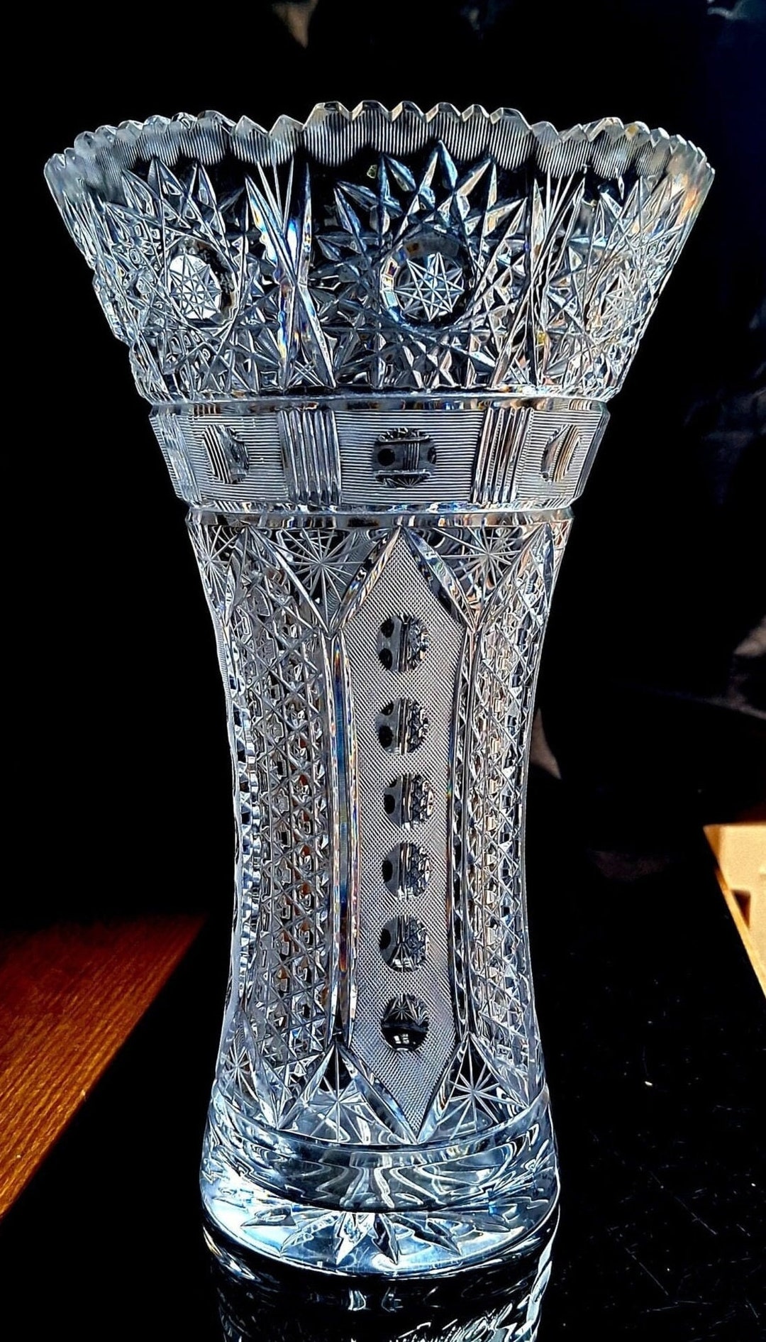 Very Solid, Colorfully Cut Lead Crystal Vase, Bohemia, Hand Cut - Etsy