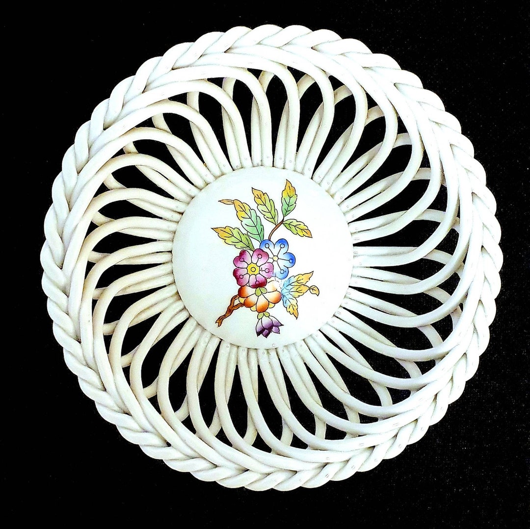For Collectors, Herend Porcelain Wicker Basket Bowl,victoria VBO ...