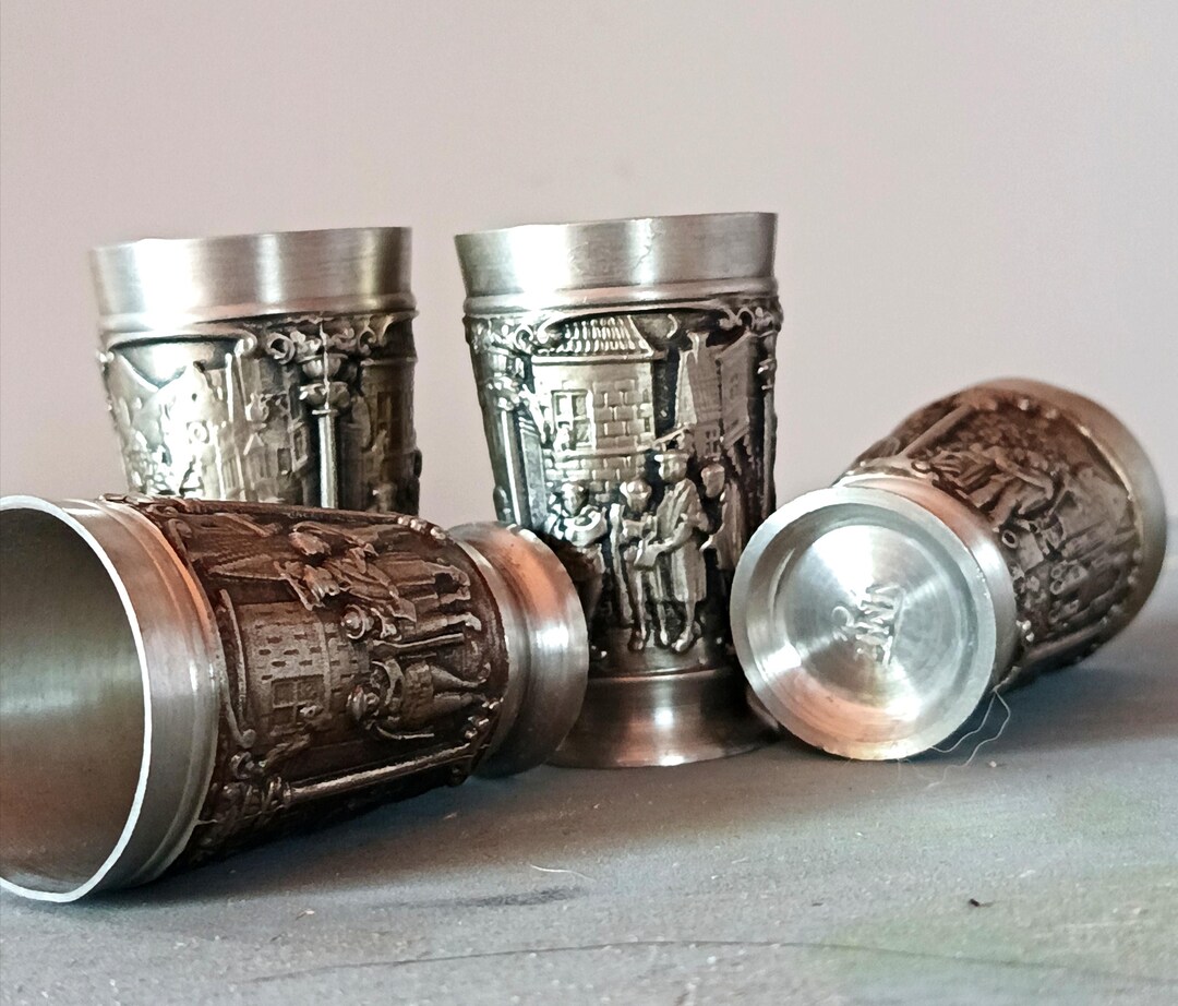 Rarity. Set of Four Pewter Mugs, 95% Tin Content, Hand-polished - Etsy
