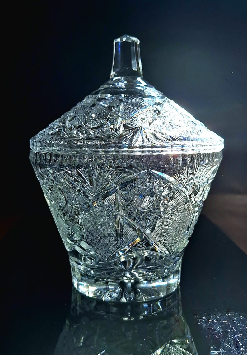 Large Candy Dish/sugar Bowl, Lead Crystal, Hand-cut - Etsy