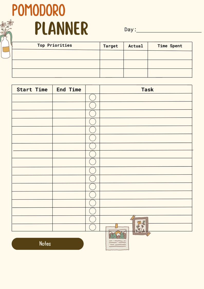 Pomodoro Planner - Etsy