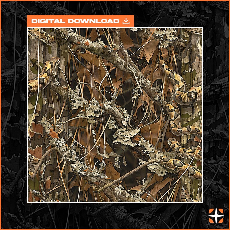 Mossy Oak Snakes 2 Seamless Pattern, Commercial Use, Instant Download ...