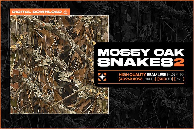 Mossy Oak Snakes 2 Seamless Pattern, Commercial Use, Instant Download ...