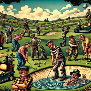 Vintage-style Golf Course Cartoon Poster - Etsy