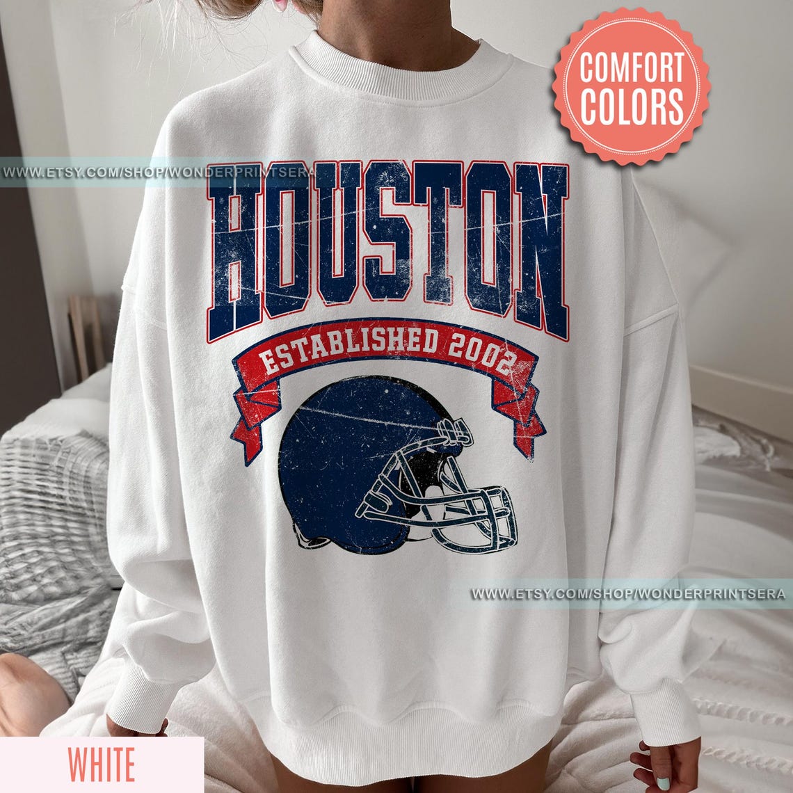Houston Football Vintage Style Comfort Colors Crewneck Sweatshirt,texan ...