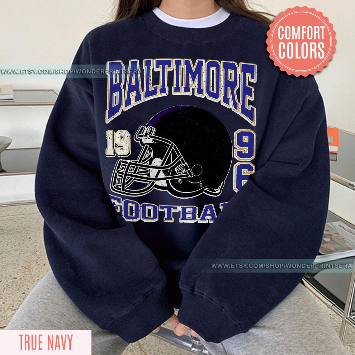 Baltimore Football Vintage Style Comfort Colors Sweatshirt,retro ...