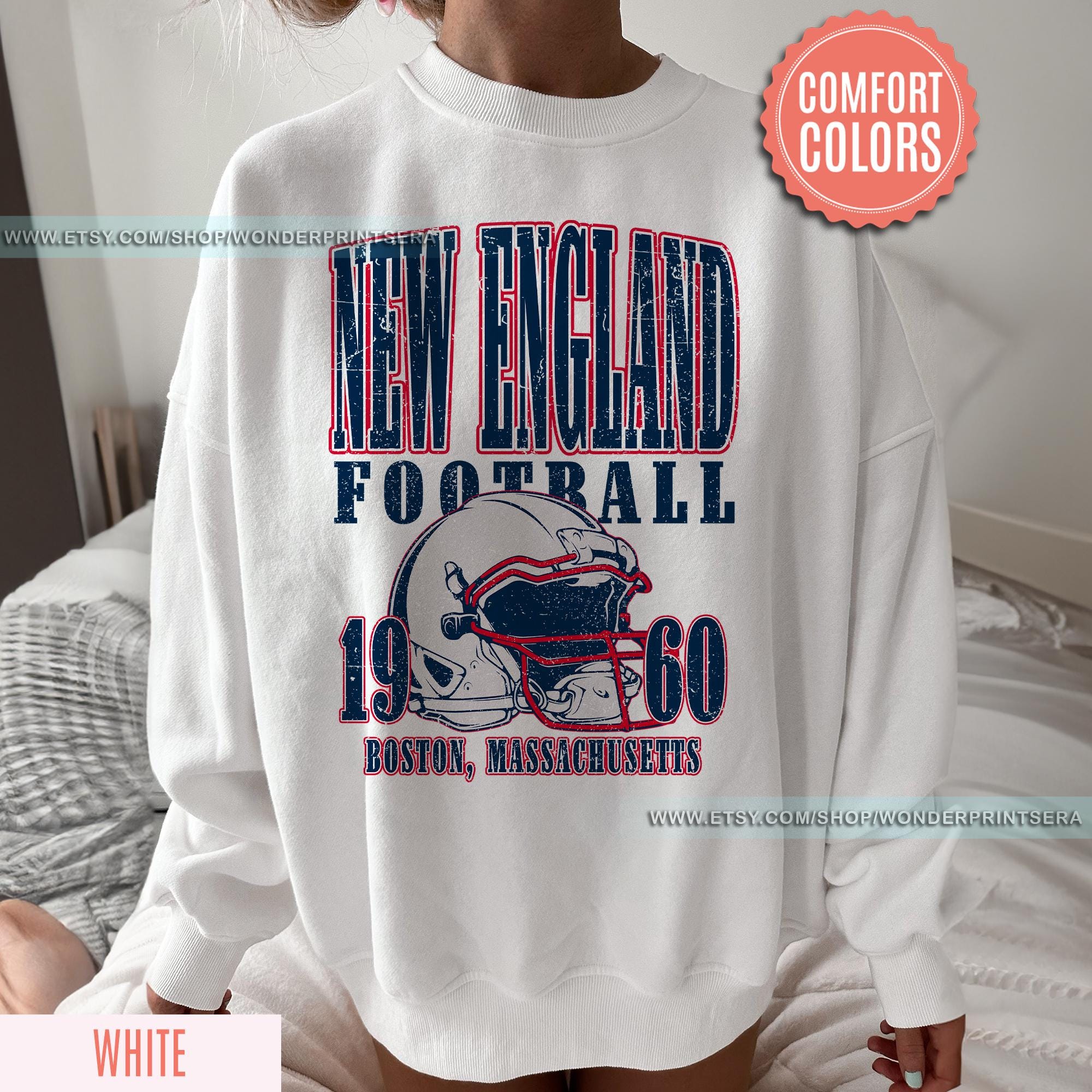 New England Football Vintage Style Comfort Colors Sweatshirt,the Pats T ...