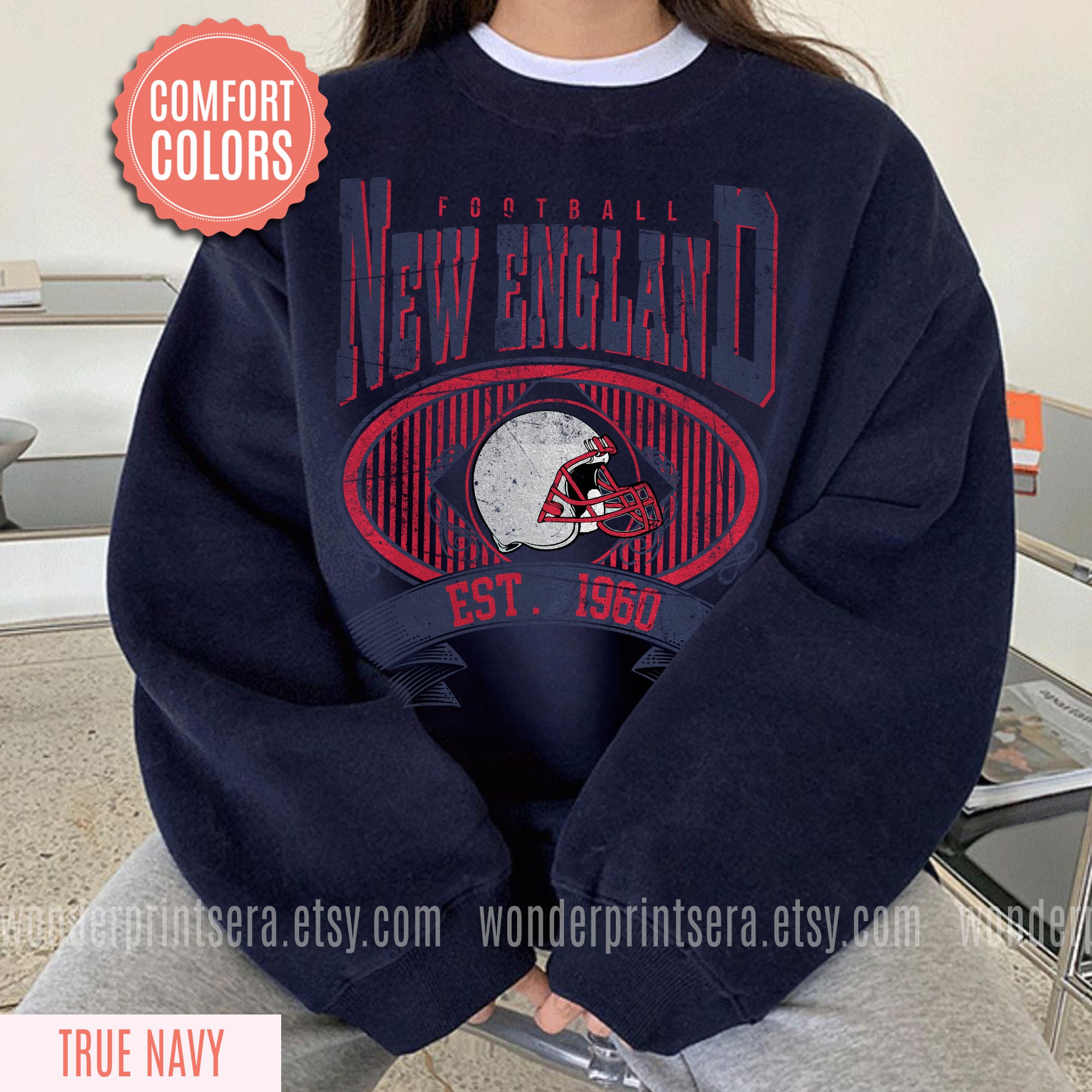 New England Football Vintage Style Comfort Colors Sweatshirt,the Pats T ...
