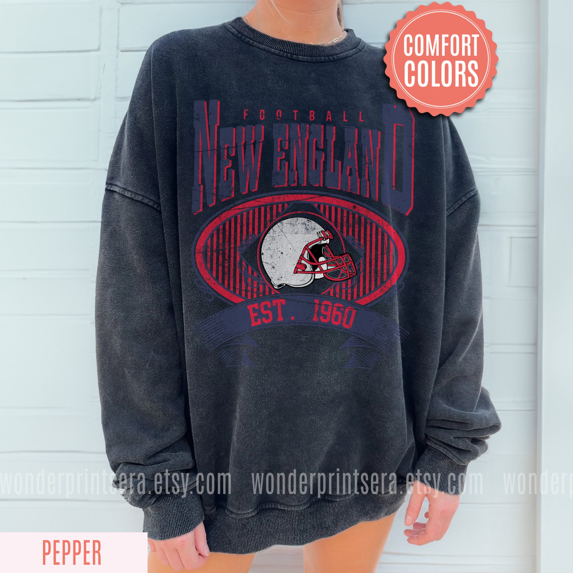 New England Football Vintage Style Comfort Colors Sweatshirt,the Pats T ...