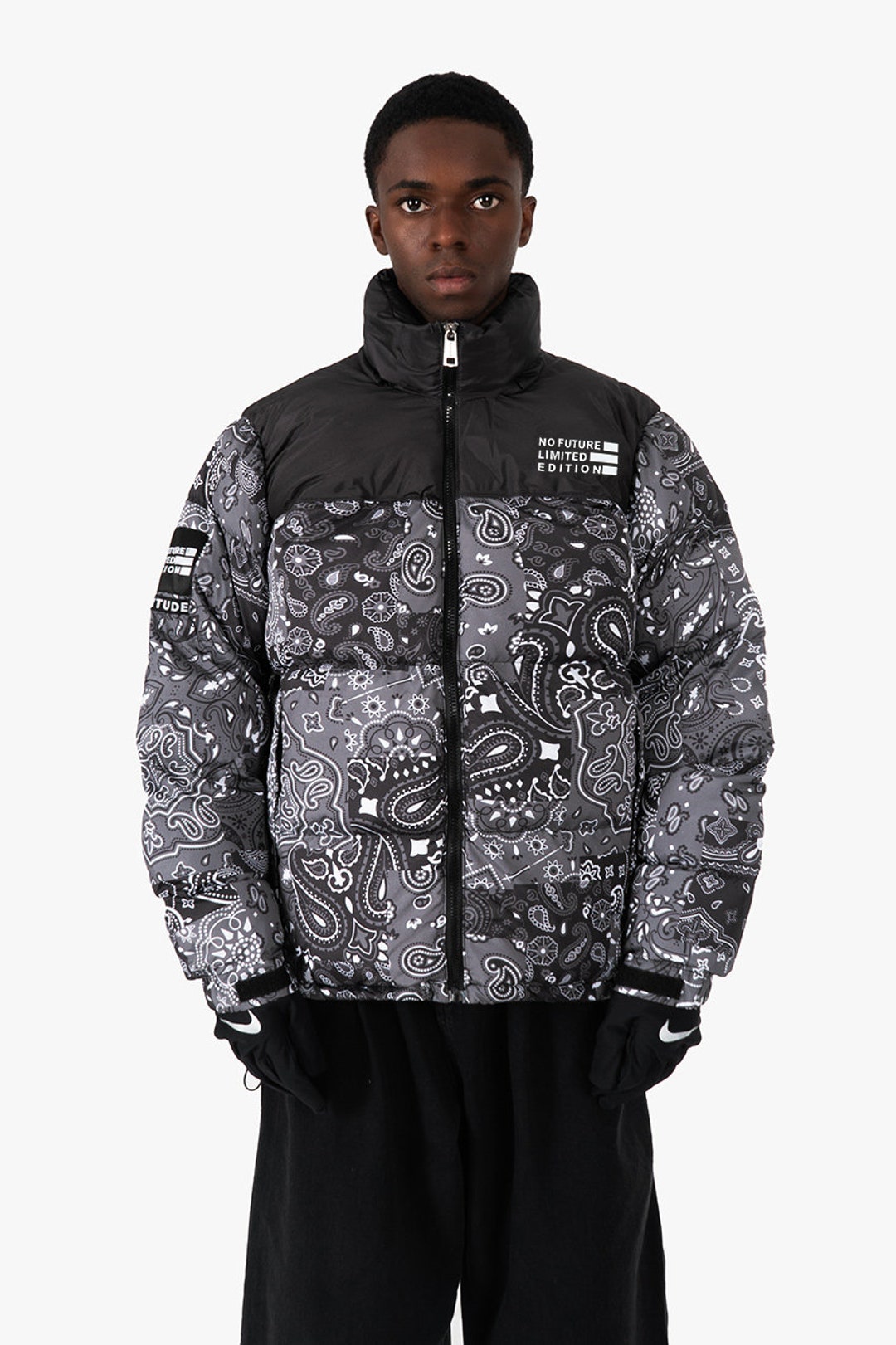 Limited Paisley Mens Puffer Jacket in Black - Etsy
