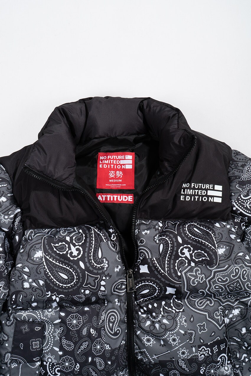 Limited Paisley Mens Puffer Jacket in Black - Etsy