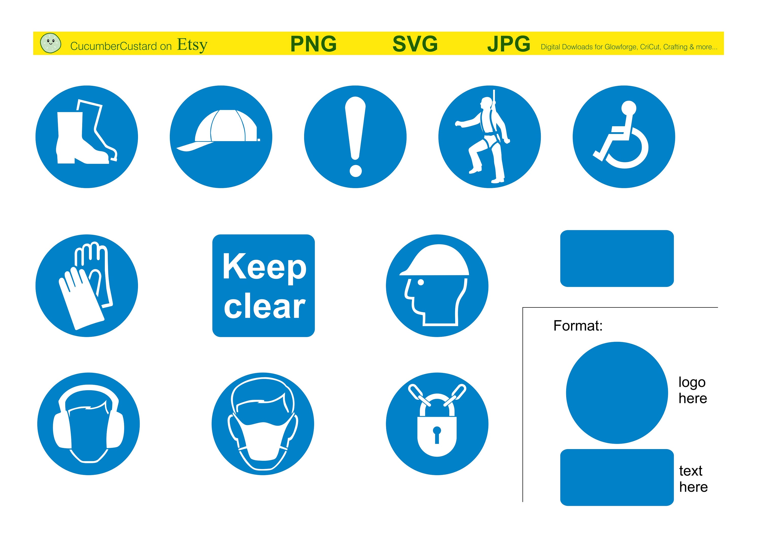 Safety Signs - Blue, Download. Fully Scaleable. Crafts, Cricut, Cutouts ...