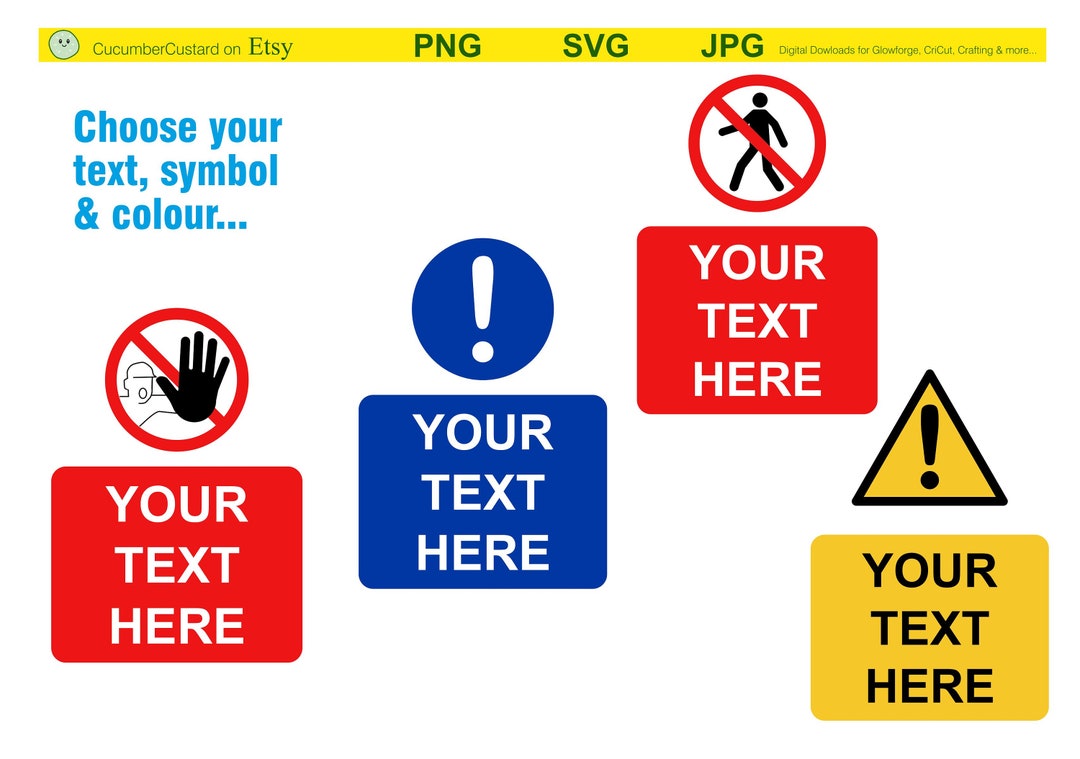 Personalised Safety Sign Digital Download. Add Your Own Text! Fully ...