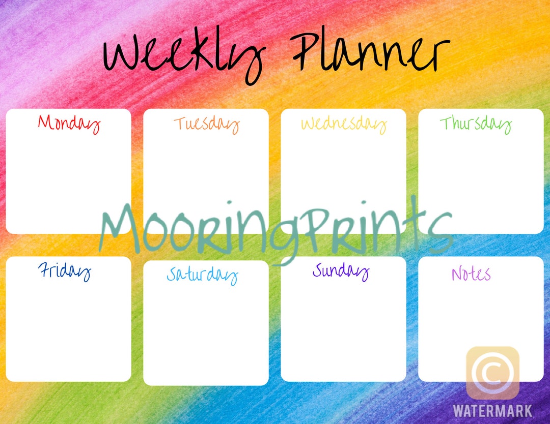 Rainbow Weekly Planner - Etsy