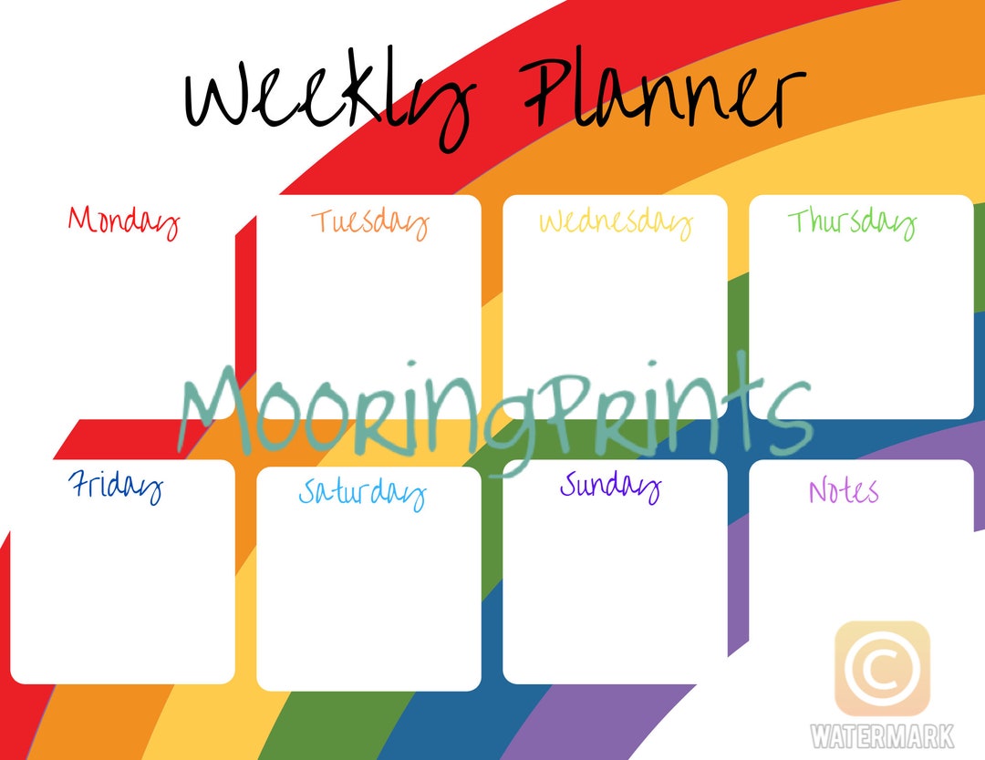 Rainbow Weekly Planner - Etsy