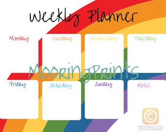 Rainbow Weekly Planner Printable Instant Download - Etsy