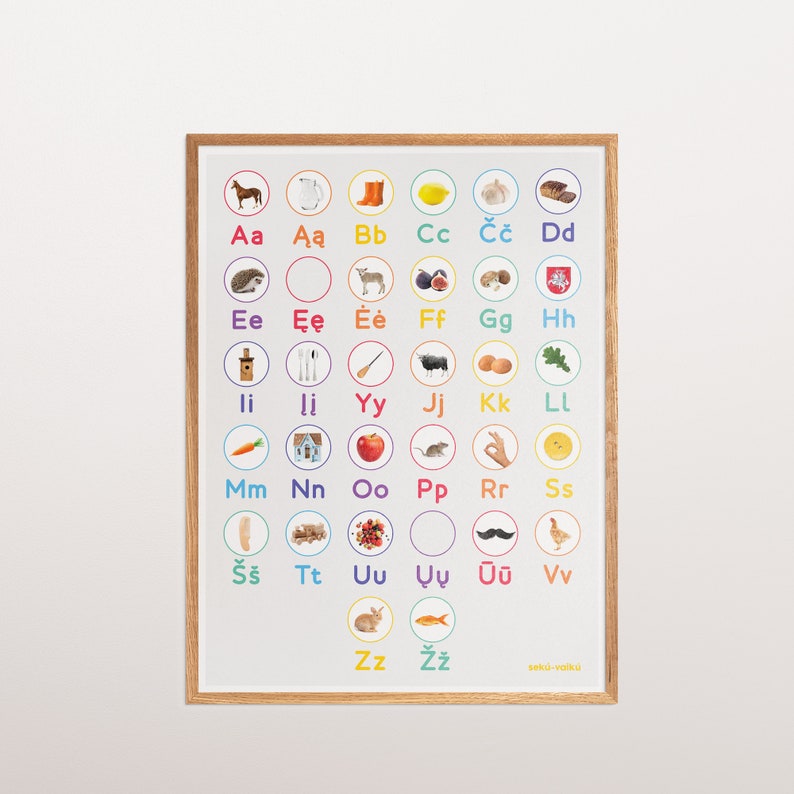 Lithuanian ABC Poster | Montessori Alphabet Poster | Learning Letters ...