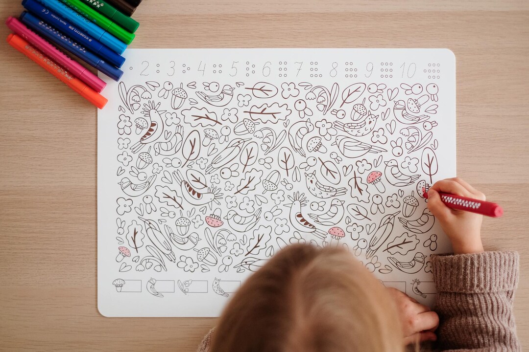 Washable Silicone Coloring Mat for Toddlers: Reusable Educational Toy ...