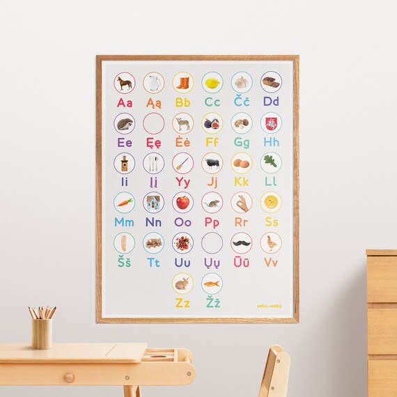 Lithuanian ABC Poster Montessori Alphabet Poster Learning - Etsy