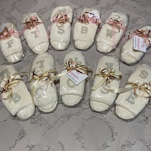 Personalised Fluffy Slippers With Choice of Pearl Letters or Varsity ...