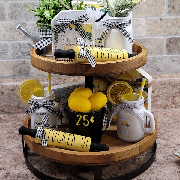 Lemon Tiered Tray Decor - Etsy