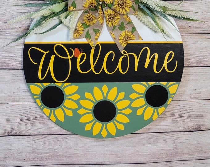 Sunflower Fall Welcome Door Hanger - Etsy