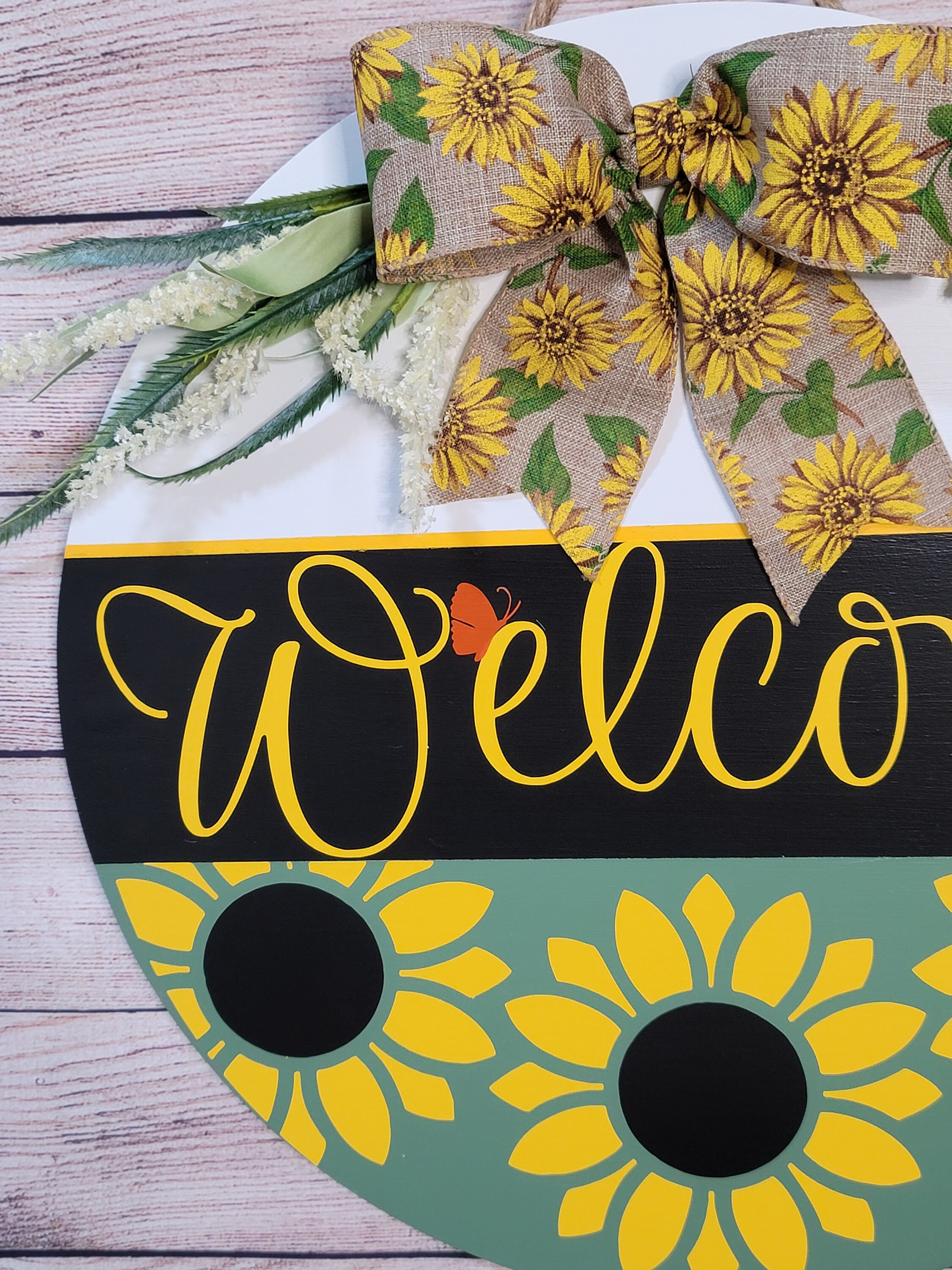Sunflower Fall Welcome Door Hanger - Etsy