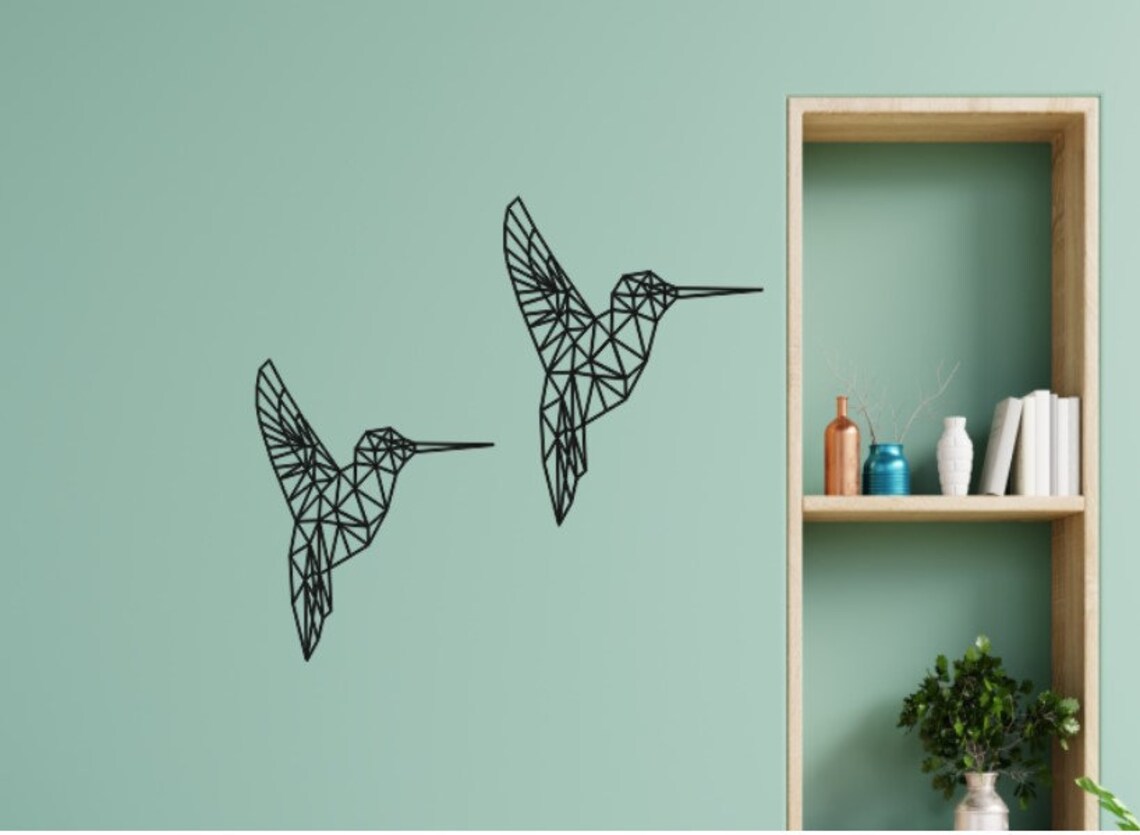 Geometric 3D Mural Hummingbird Made of Wood in Desired Size and Color ...