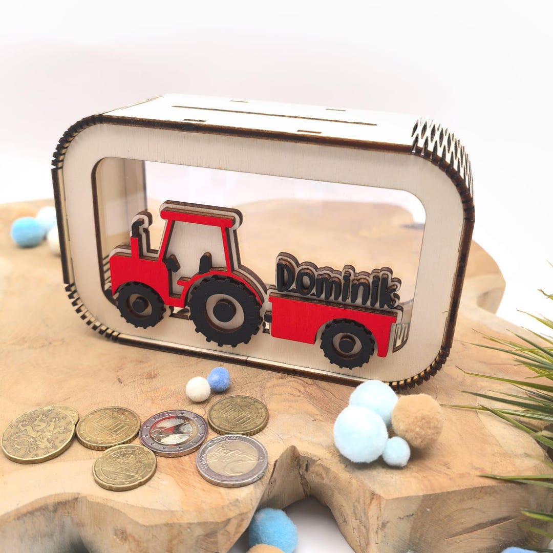 Tractor Money Box Personalized With Name, Piggy Bank, Money Gift, Gift ...