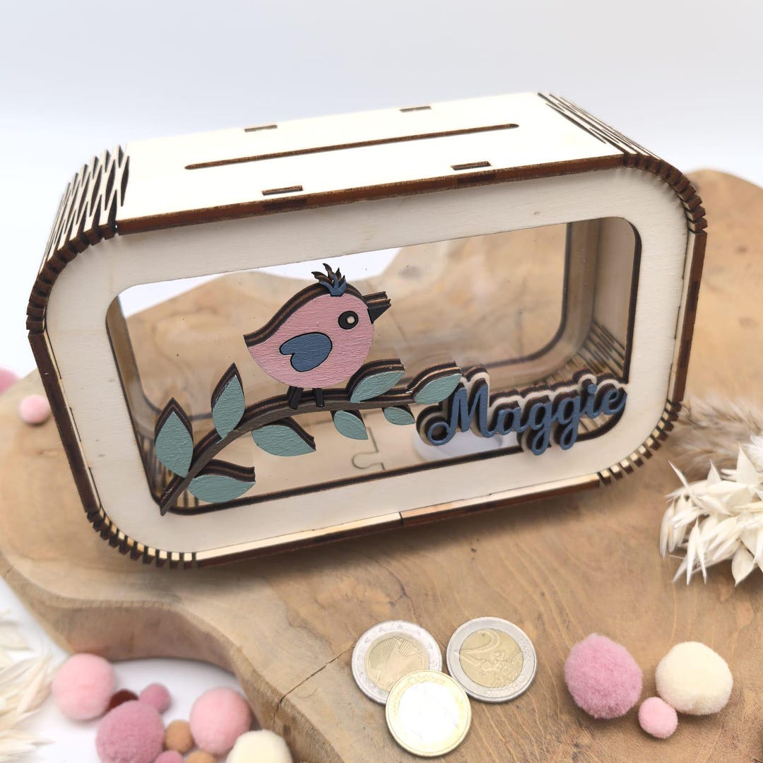 Bird Money Box Personalized With Name, Piggy Bank, Money Gift, Gift for ...