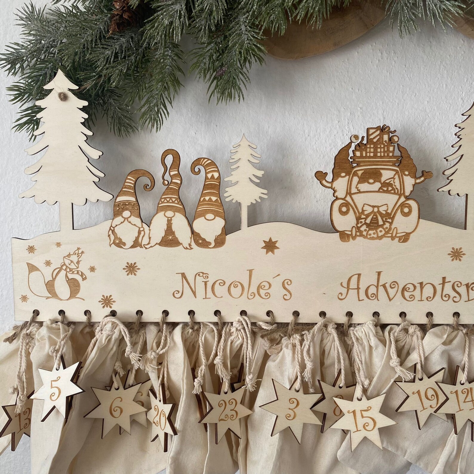 Advent Calendar Made of Wood, Personalized With Desired Text, Gift Idea ...