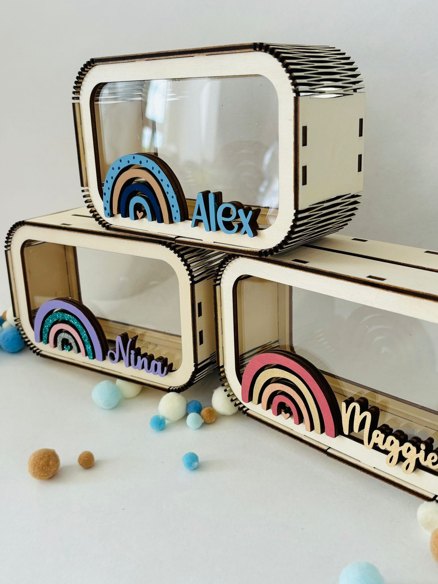 Rainbow Money Box Personalized With Name in Desired Colors, Money Box ...