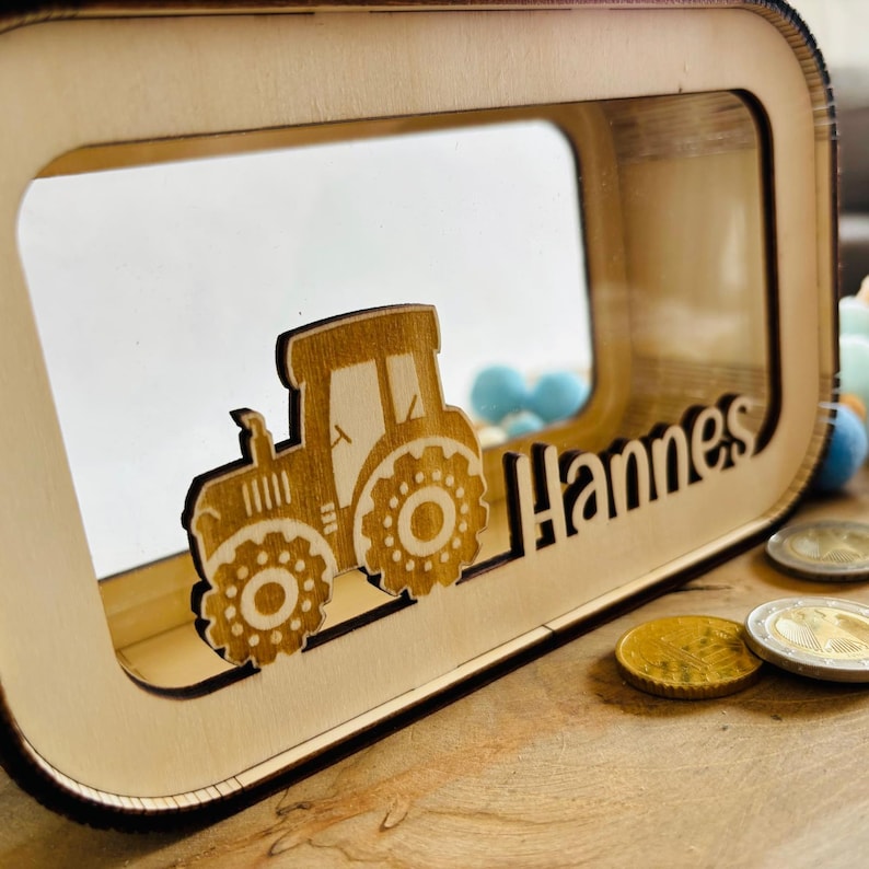 Traktor Spardose personalisiert mit Namen, Sparbüchse, Sparschwein ...