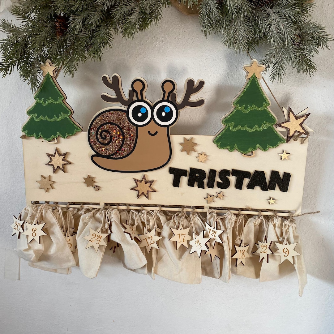 Advent Calendar XXL Snail Made of Wood, Personalized With Desired Text ...