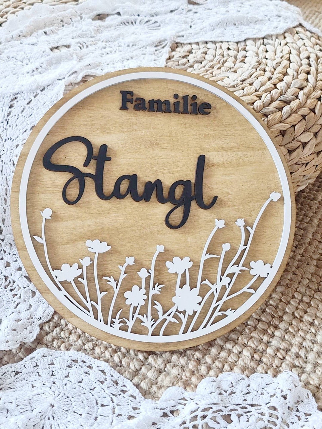 Door Wreath Wildflowers Personalized, Wooden Personalized Decorative ...