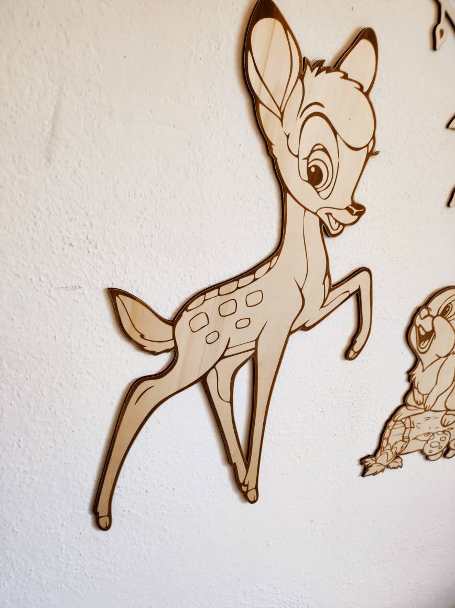 Bambi Rabbit Branch Boho Style Wooden Decoration for the Nursery Baby ...
