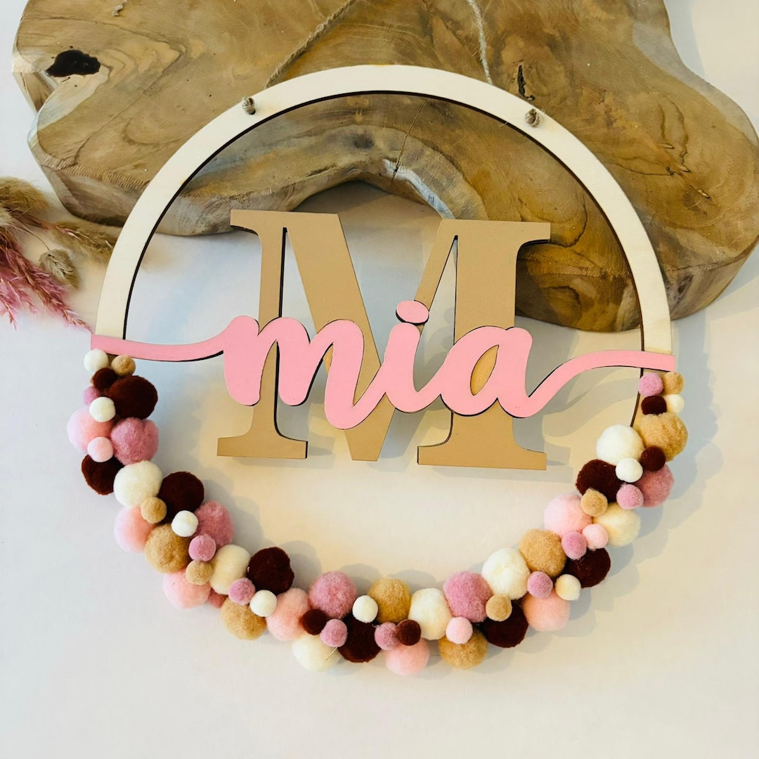Personalized Name Plate / Door Sign With Cute Pompoms in Your Desired ...