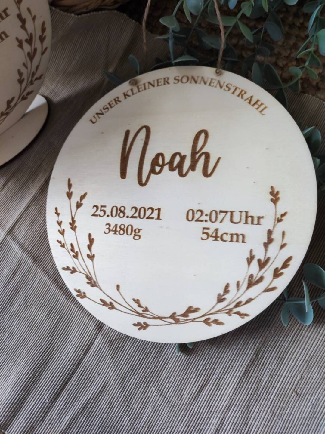 Name Tag With Dates of Birth Made of 4 Mm Real Wood, Personalized Gift ...