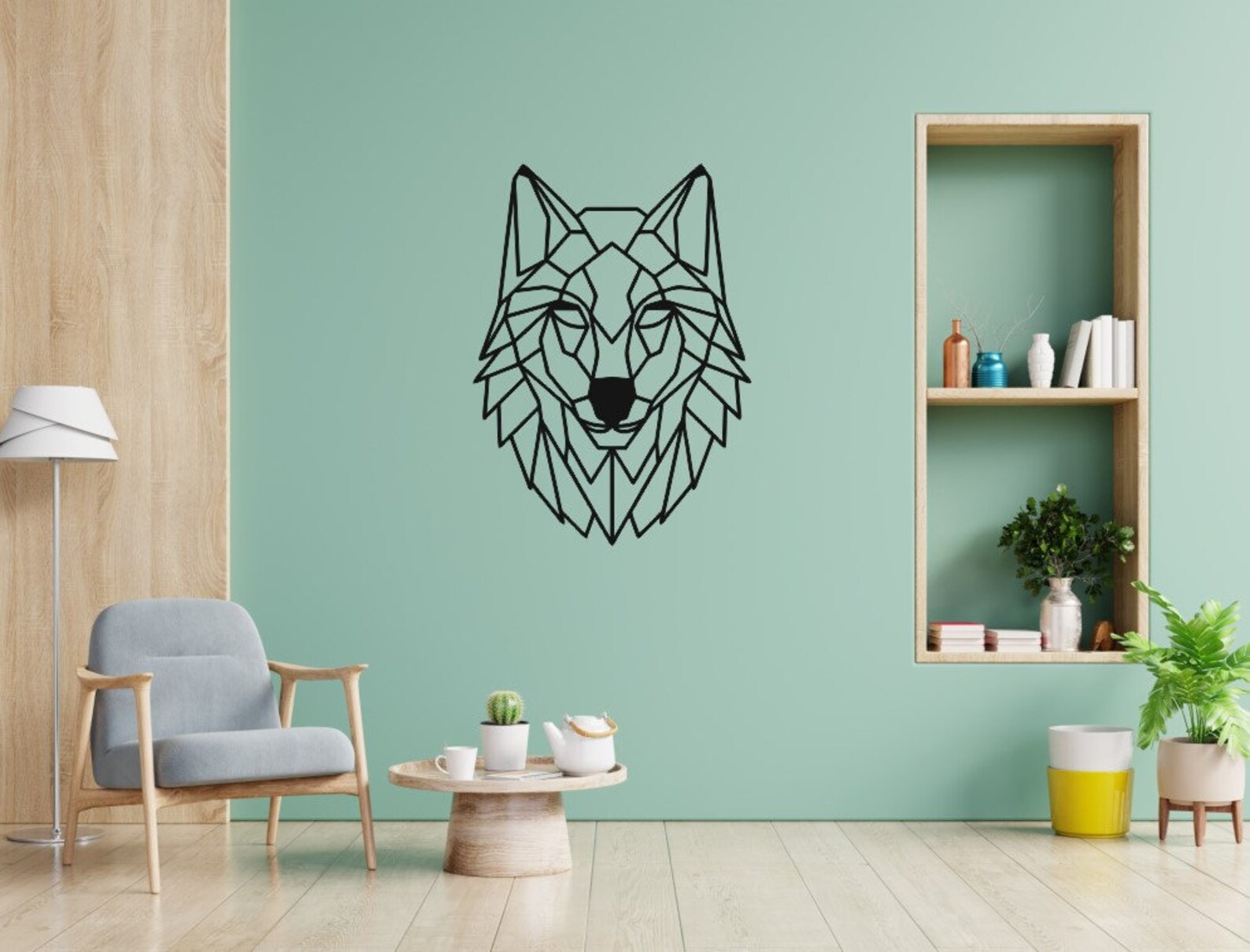 Geometric 3D Mural Wolf Made of Wood in Desired Size and Color, 6 Mm ...