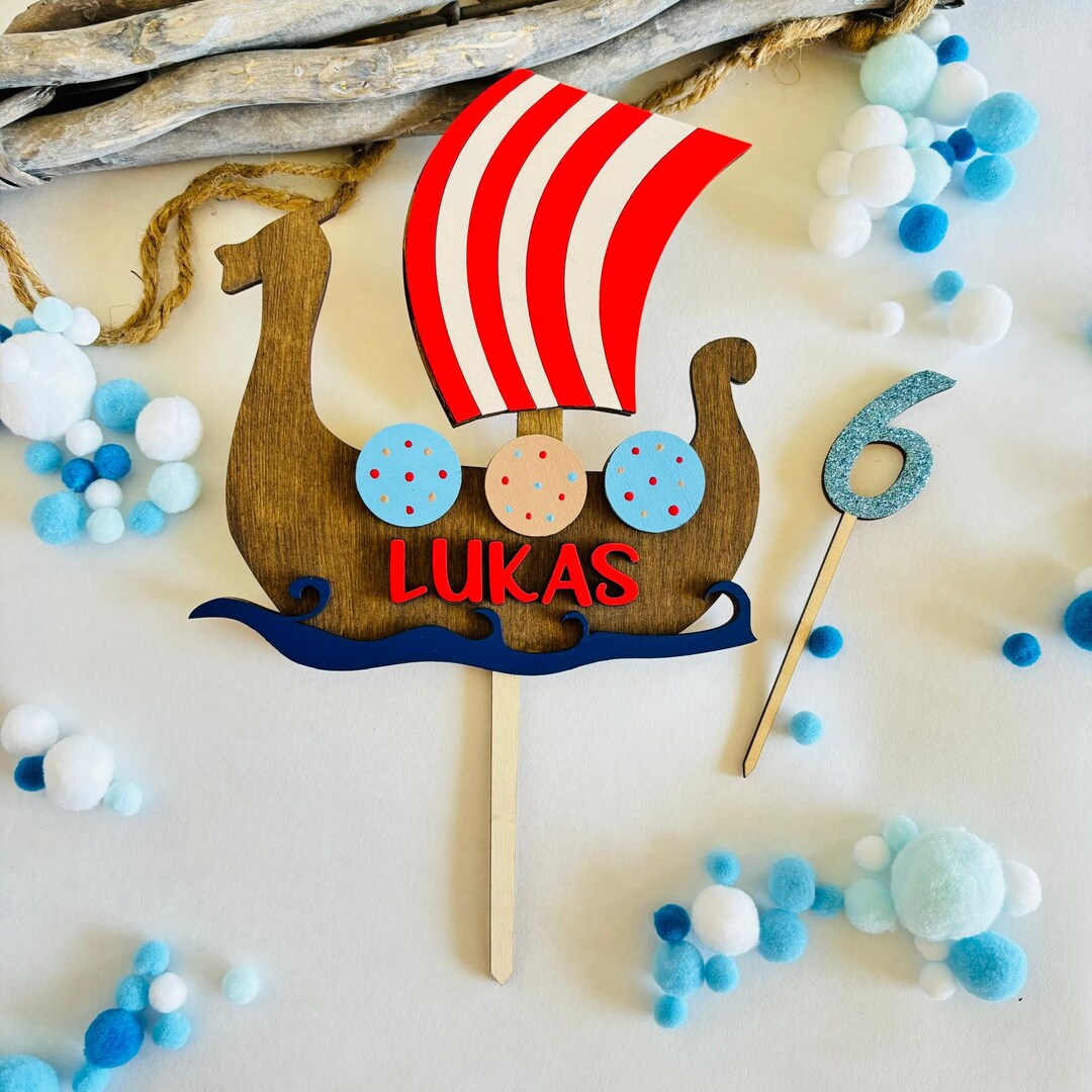 Personalized Viking Cake Topper With Birthday Number, Made in Your ...