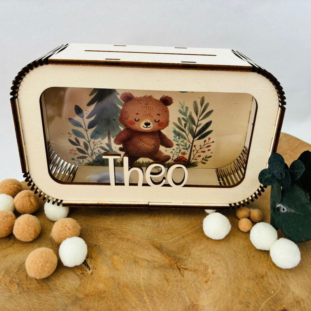 Cute Teddy Money Box Personalized With Name, Money Box, Piggy Bank ...