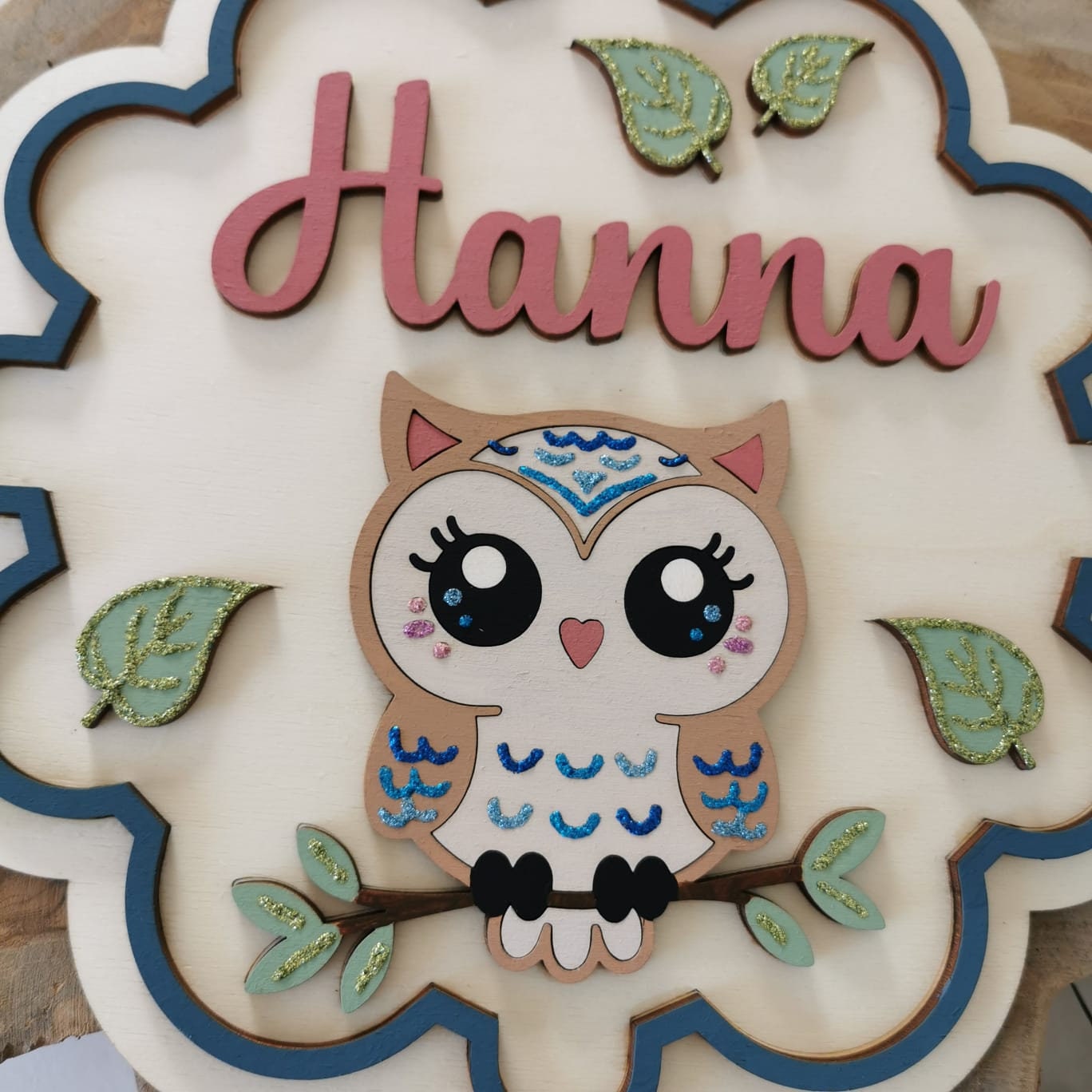 Cute Nameplate With Glitter Owl Personalized With Desired Text and in ...