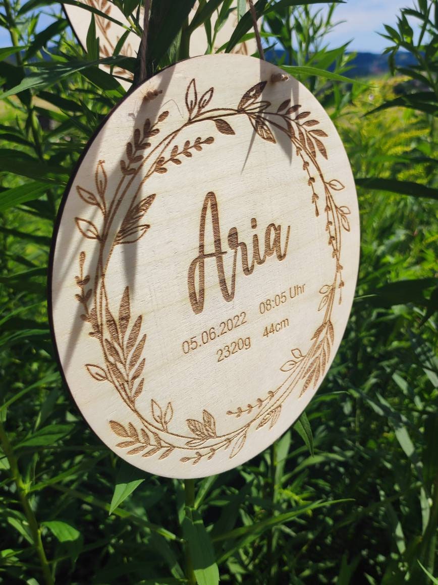 Personalized Name Tag, Door Sign, Wooden Sign Children Baby, Gift Birth ...