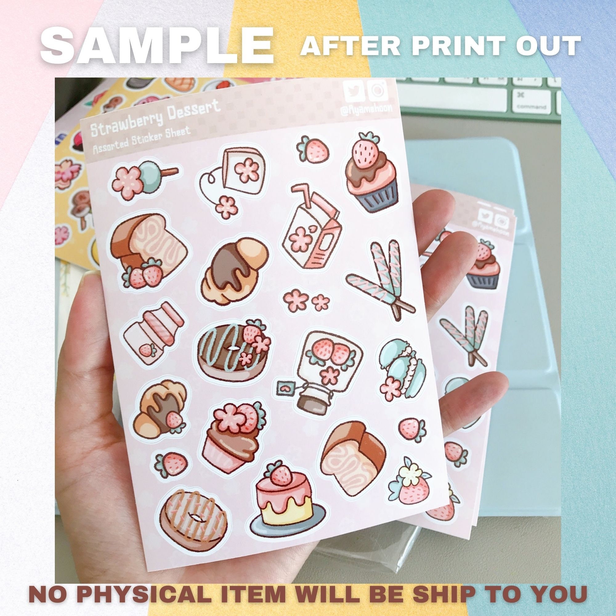 Strawberry Sticker Sheet | Digital Stickers | Printable Sticker Sheet ...