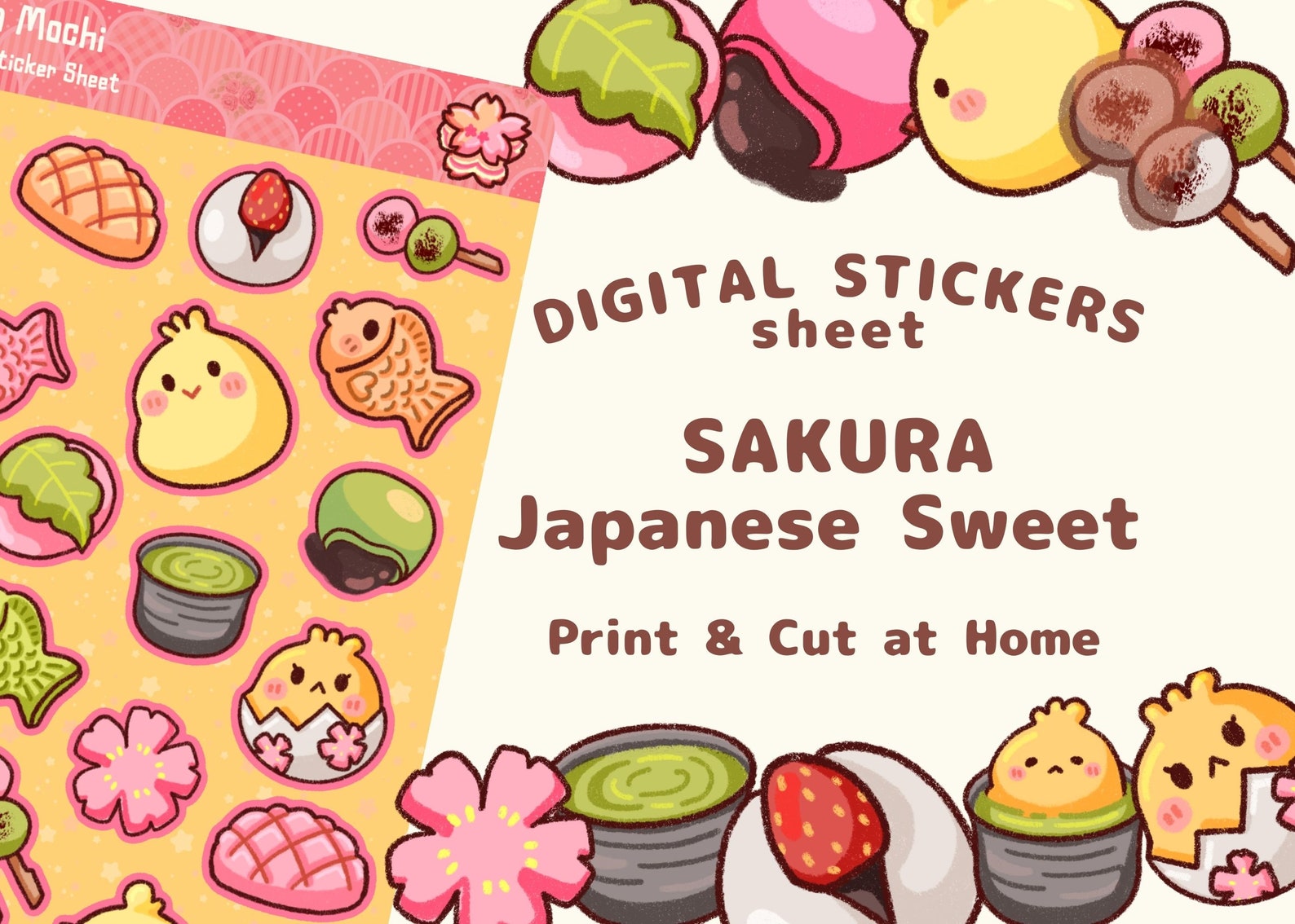 Sakura Sticker Sheet | Digital Stickers | Printable Sticker Sheet ...