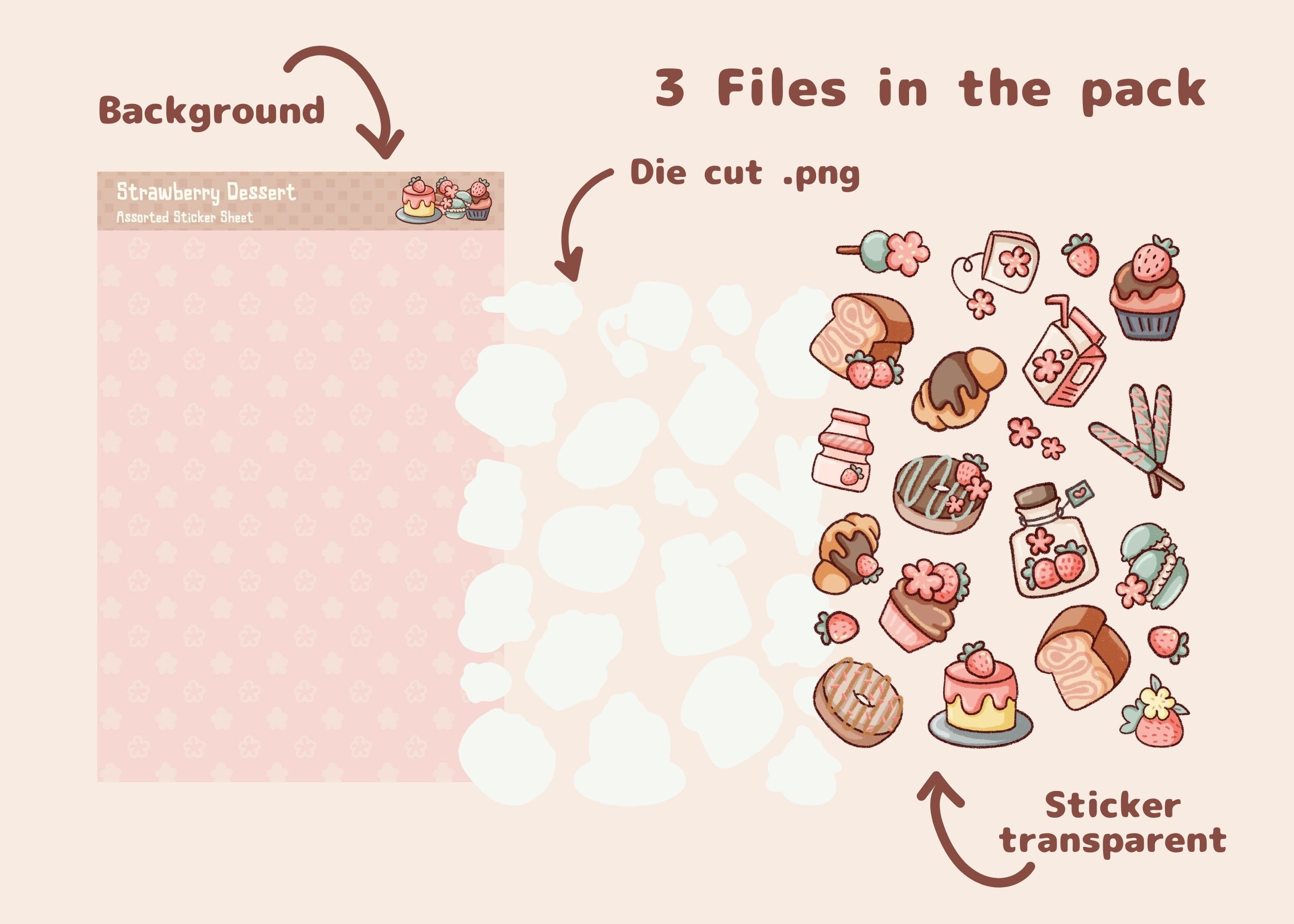 Strawberry Sticker Sheet | Digital Stickers | Printable Sticker Sheet ...